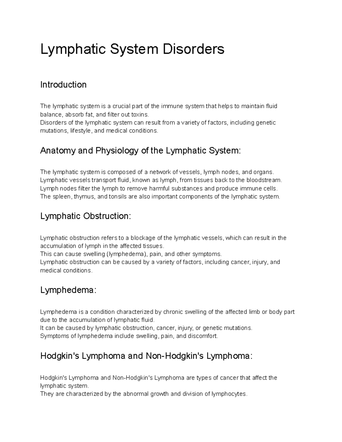 Pathophysiology (NUR 322) Lecture 19 - Lymphatic System Disorders ...