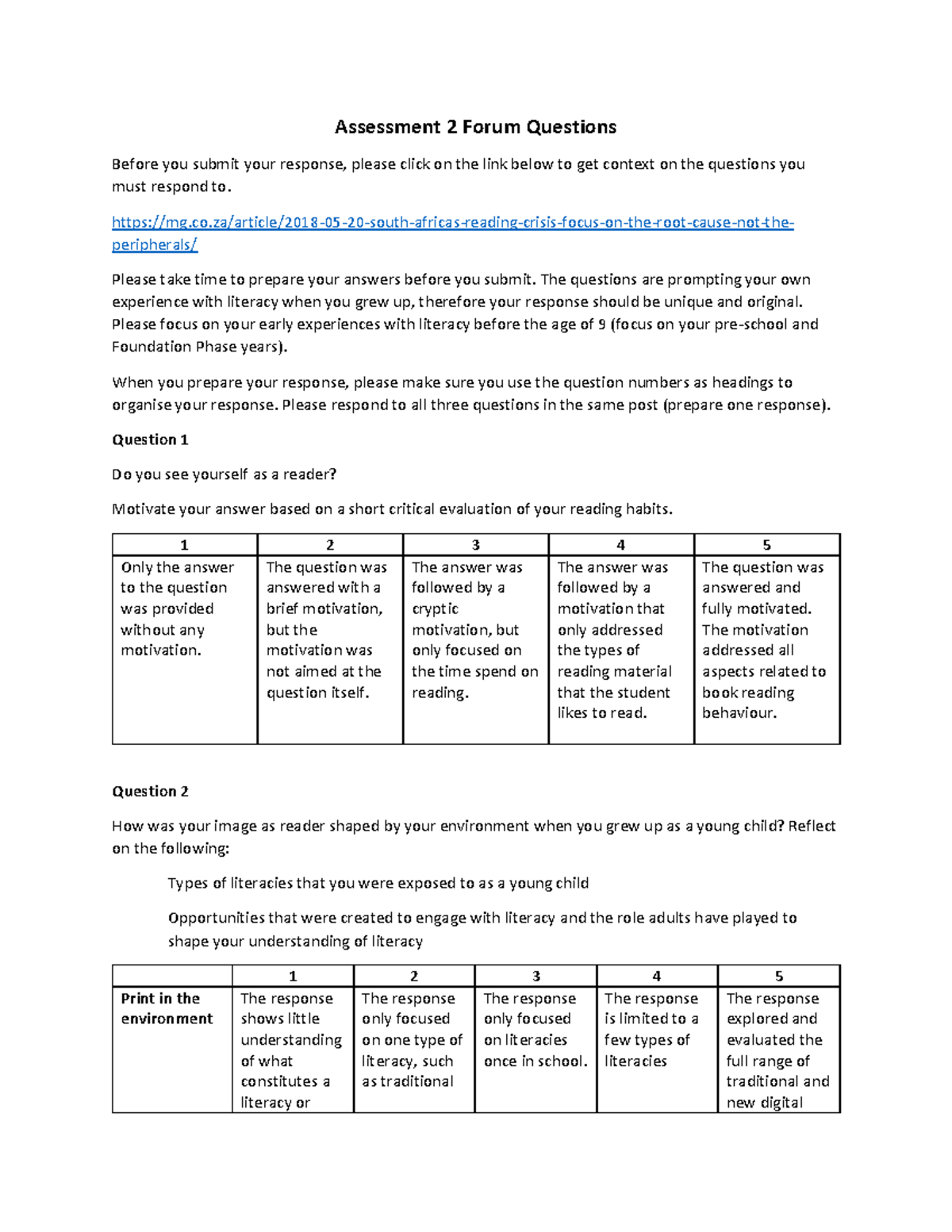 Assessment 2 forum discussion - ENG1501 - Unisa - Studocu