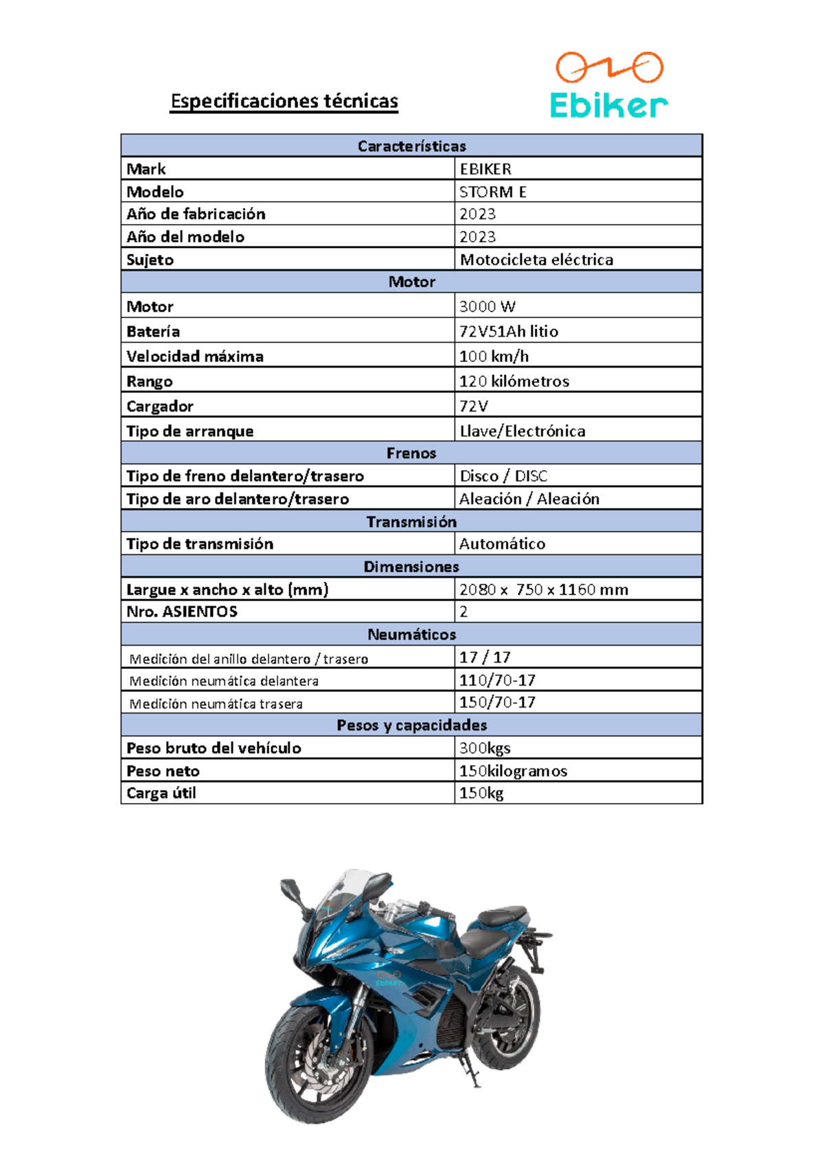 Ficha T cnica Storm E - Formato de enfermería - Especificaciones ...