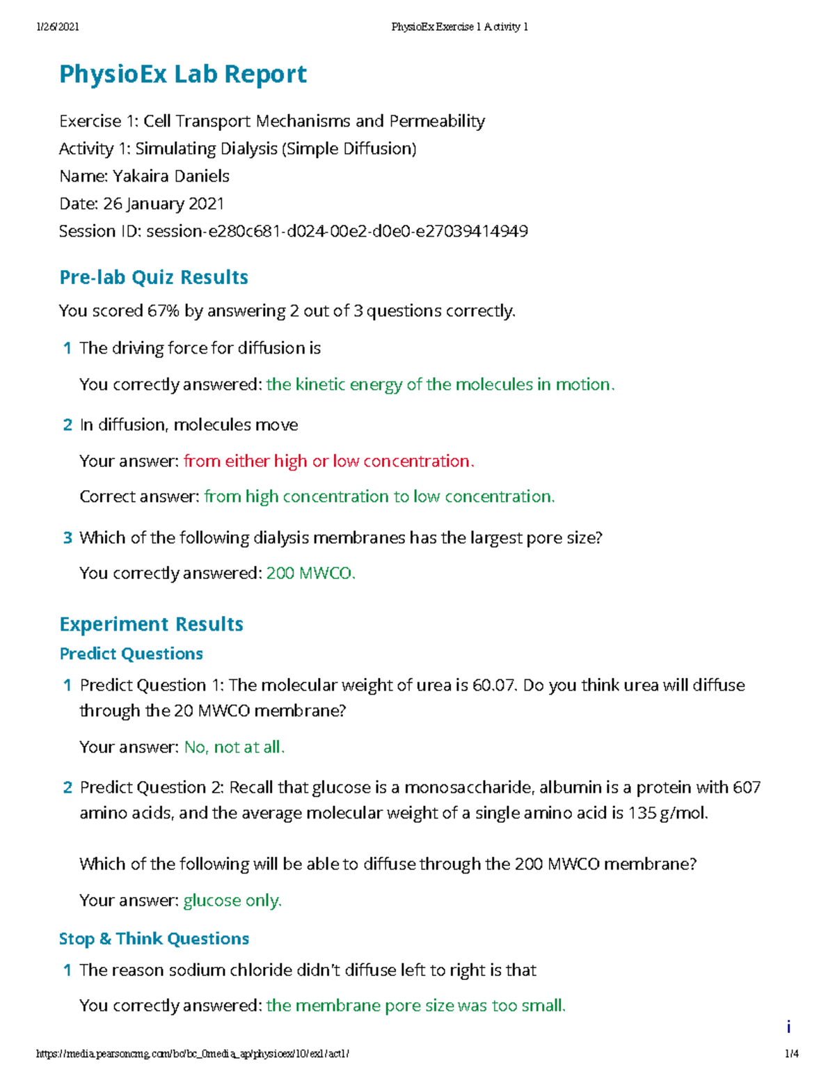 Physio Ex Exercise 1 Activity 1 - PhysioEx Lab Report Exercise 1: Cell ...