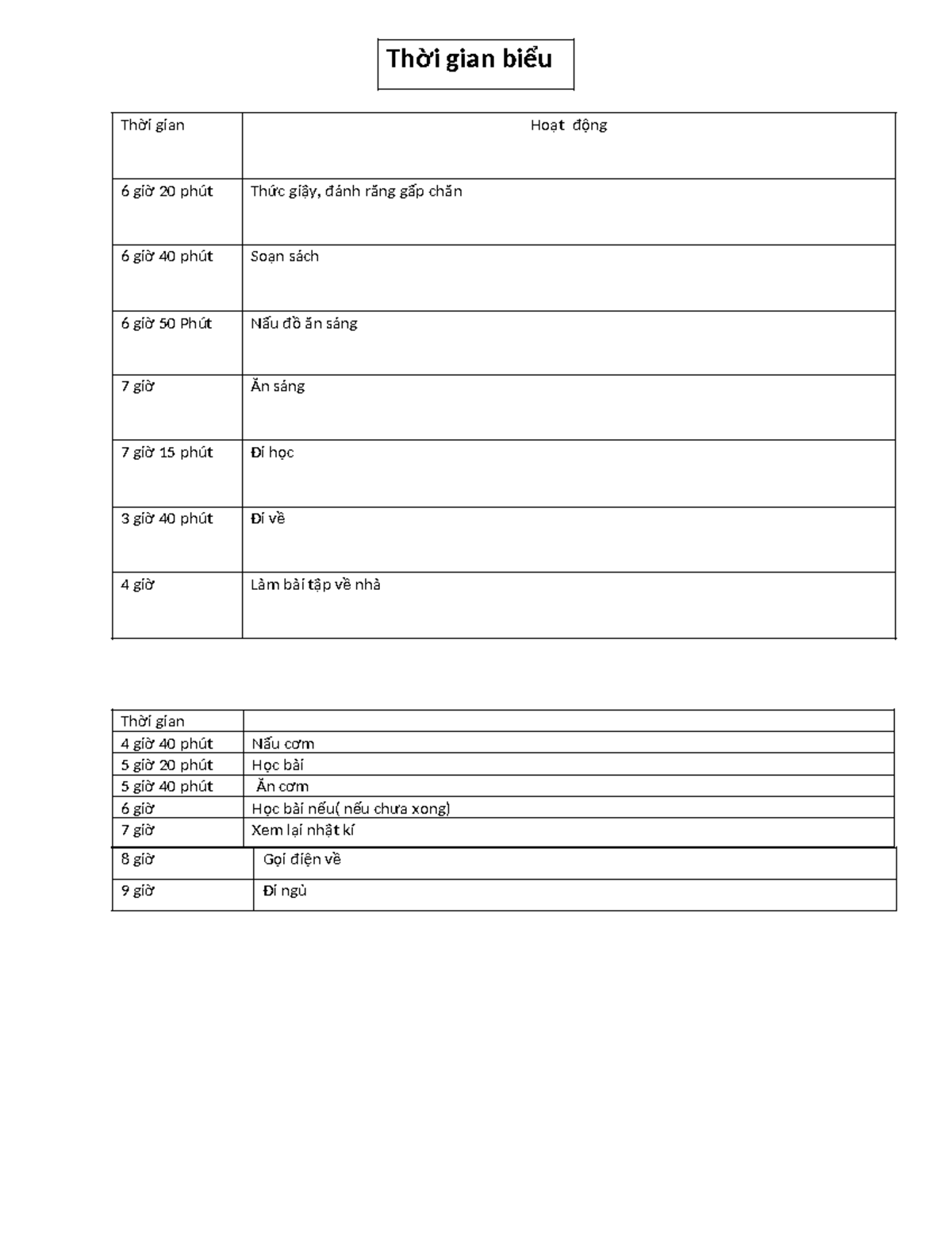 Thời gian biểu - jhyu - Toán 12 HKII Hình - Thời gian Hoạt động 6 giờ ...