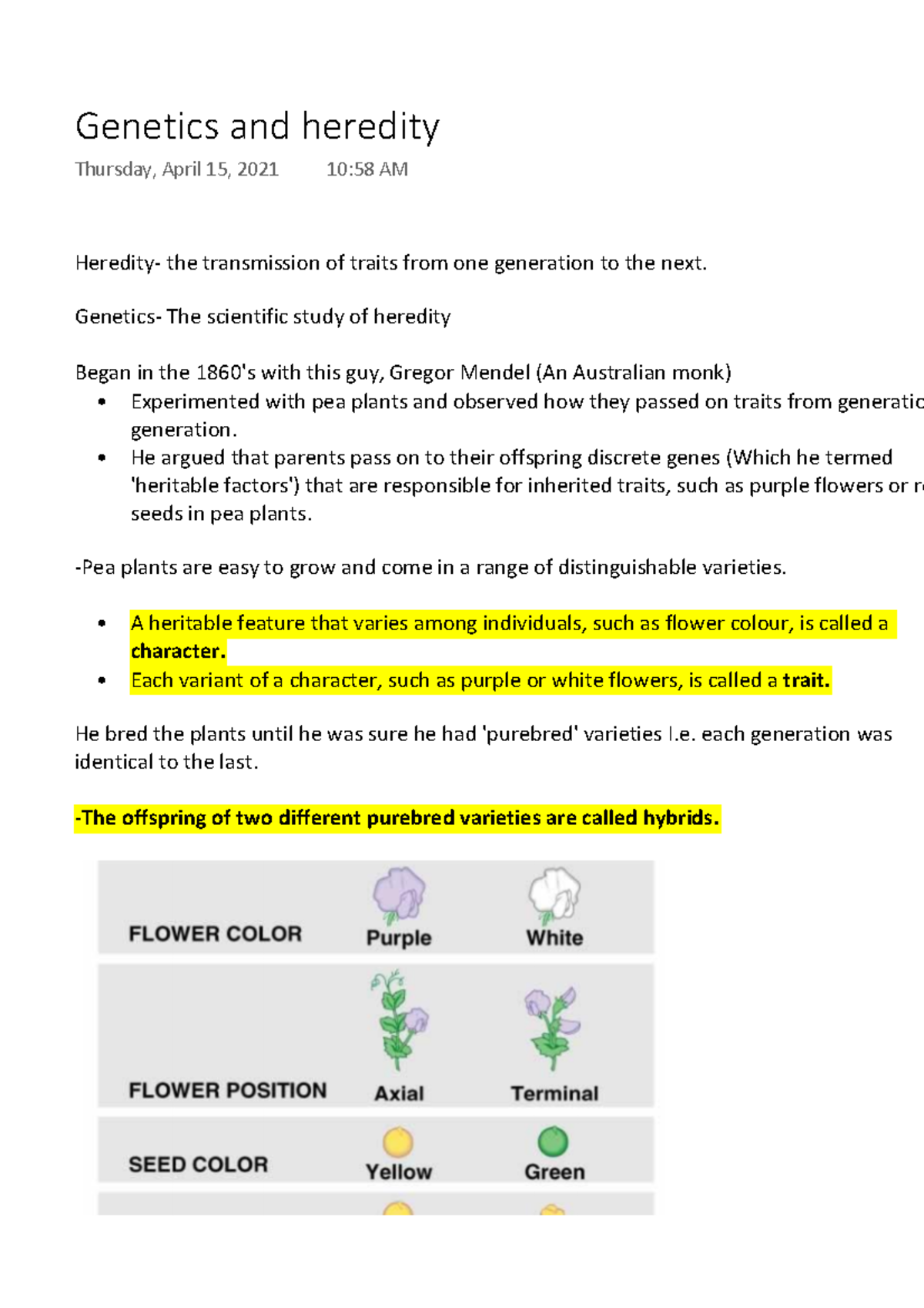 BIOL401 Genetics and heredity L12 - Heredity- the transmission of ...