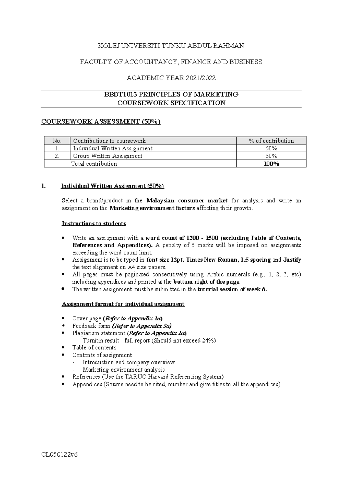 BBDT1013 PMK Coursework Specification 202201 - KOLEJ UNIVERSITI TUNKU ...