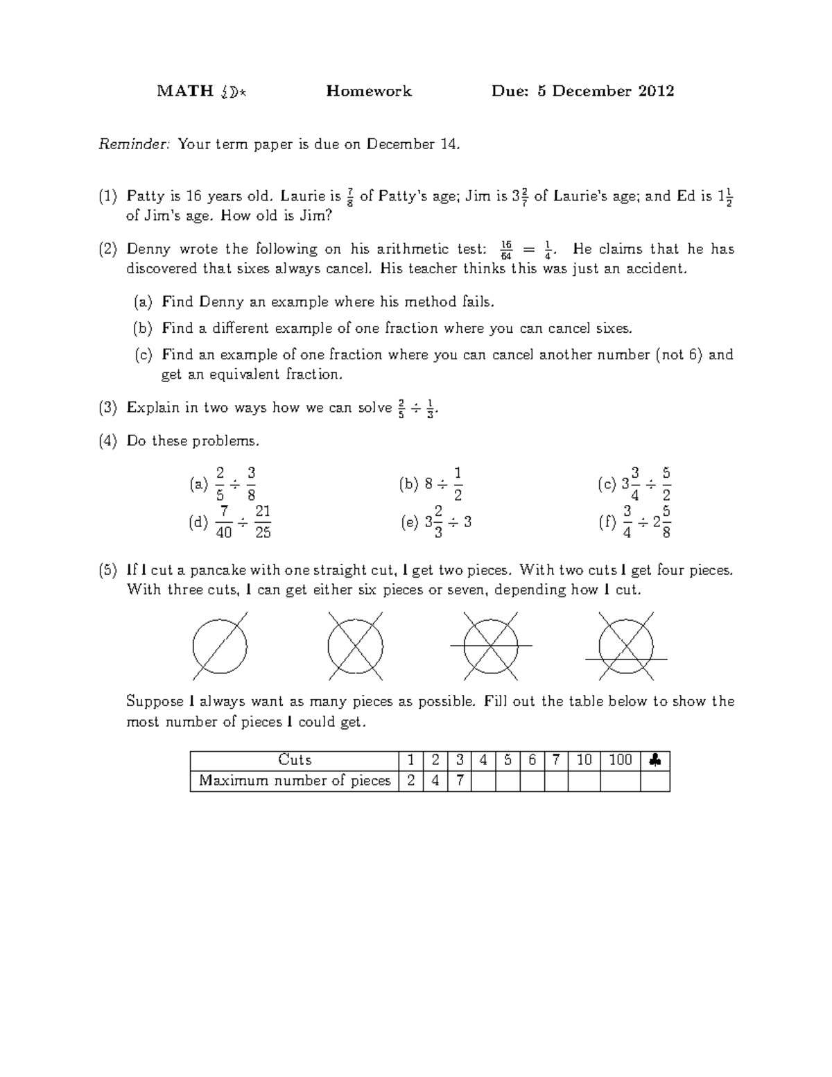 Hw13 - Homework assignment 13 - MATH %⋆ Homework Due: 5 December 2012 Reminder:Your term paper ...