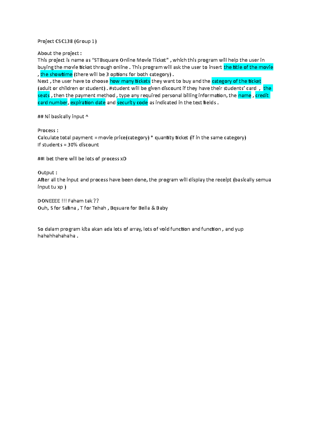 Project CSC138 - This program will ask the user to insert the title of ...
