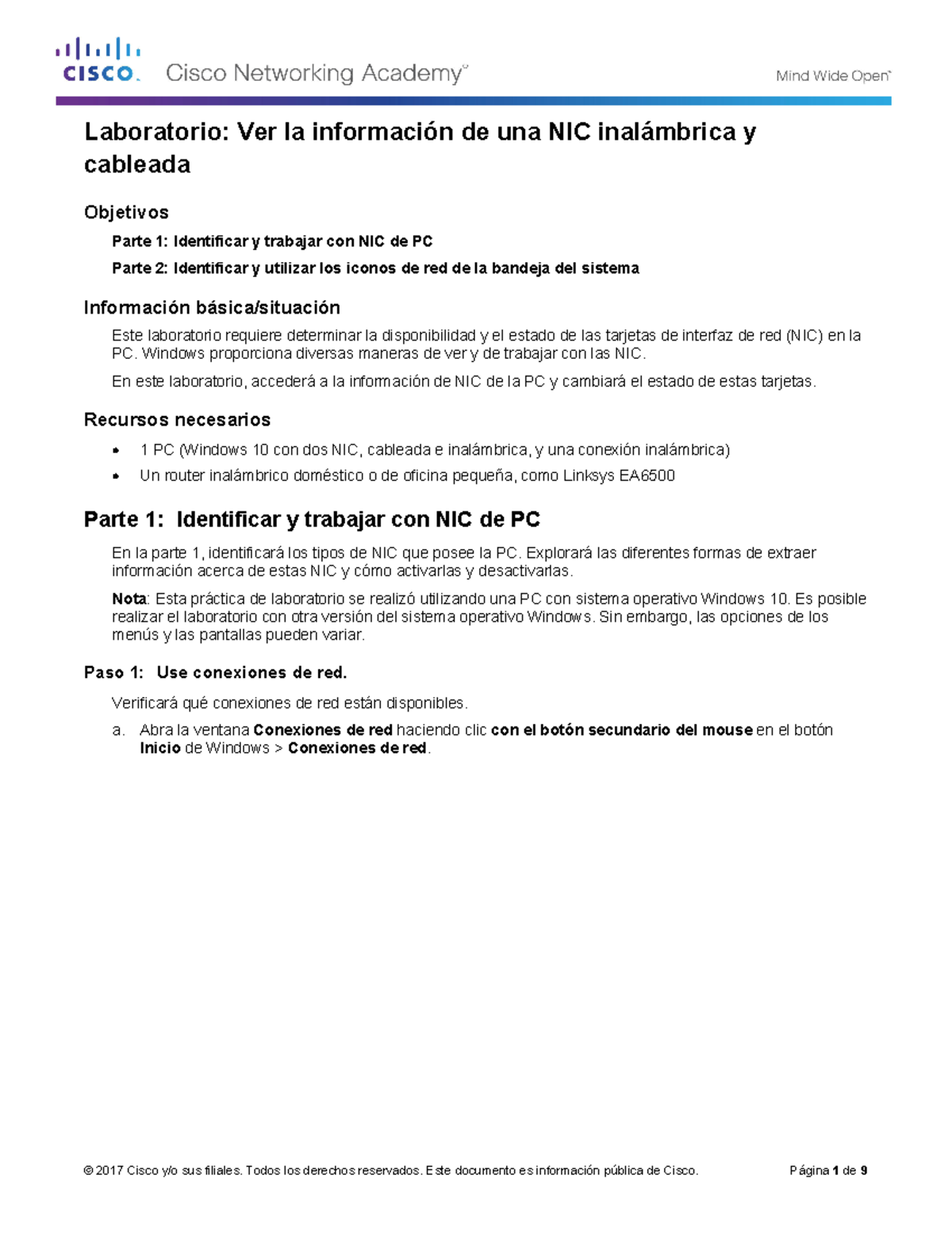 3.3.3.2 Lab - View Wireless and Wired NIC Information - Laboratorio ...