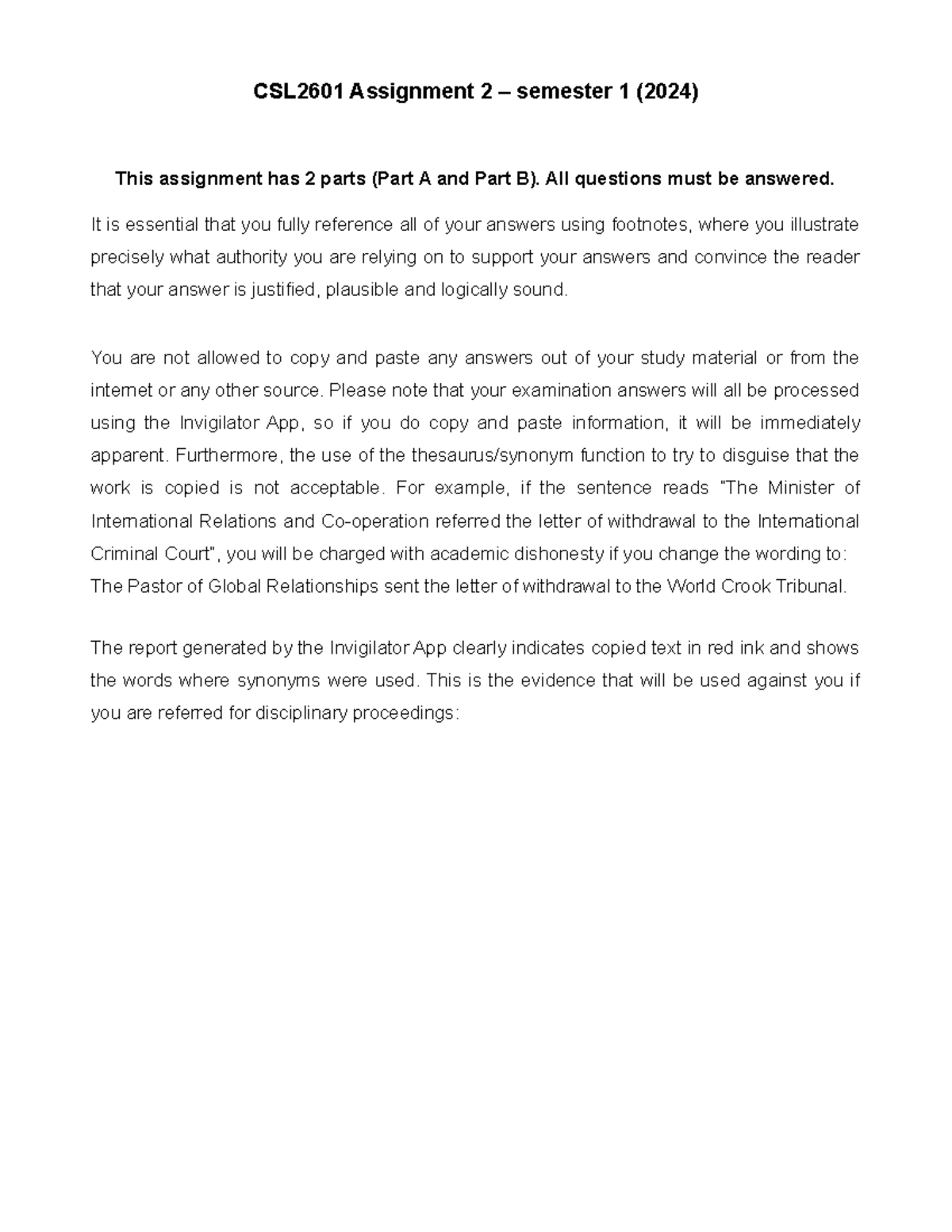 CSL2601 Assignment 2 - Assingment 2 - CSL2601 Assignment 2 – semester 1 ...