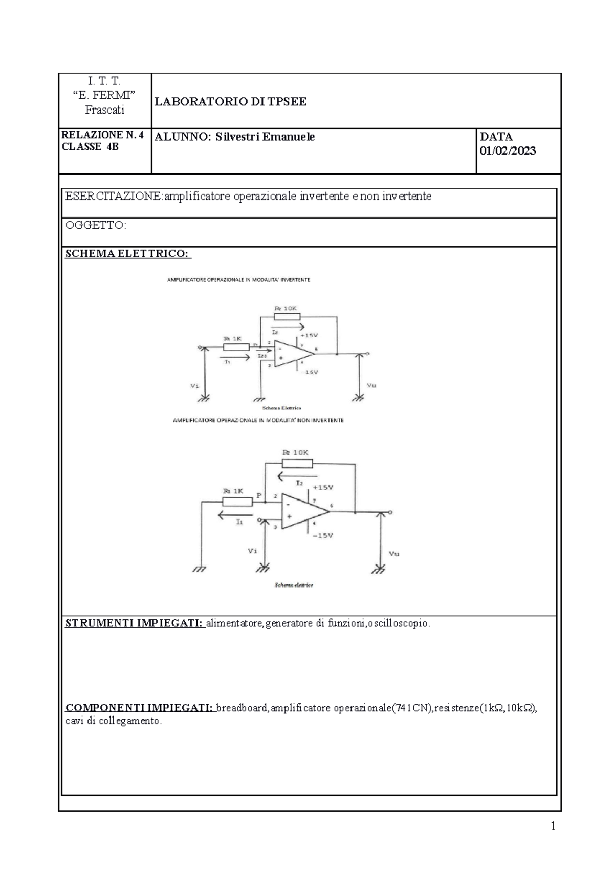 Amplificatore invertente e non invertente - I. T. T. “E. FERMI ...