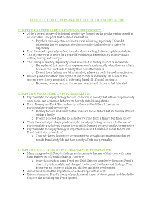 Reflection 3 - introduction to personality - REFLECTION 3 CHAPTER 7 ...