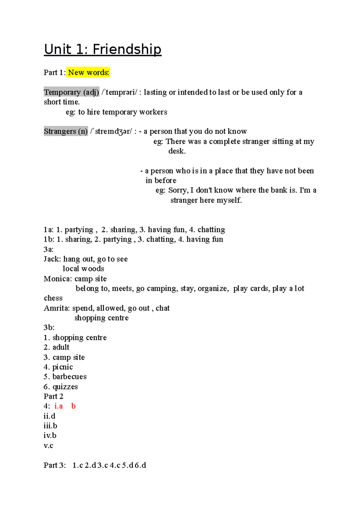 Get ready for Ielts reading workbook - Unit 1: Friendship Part 1: New ...