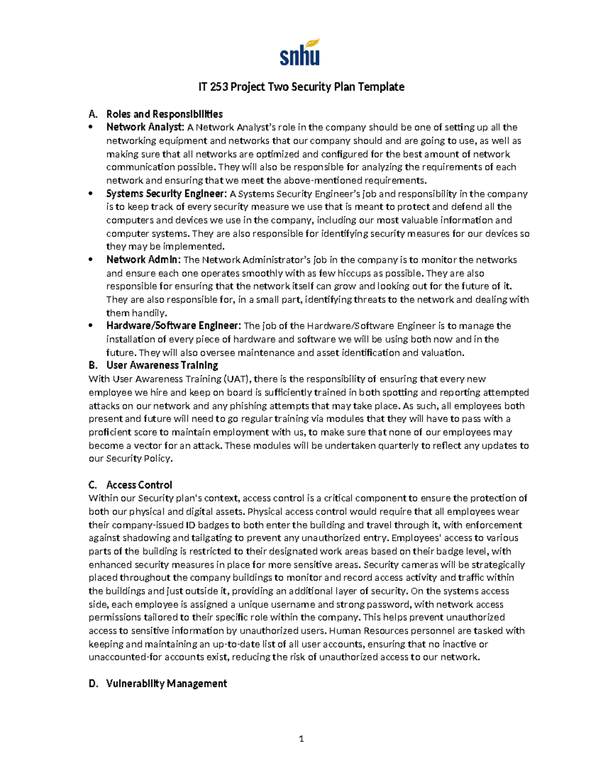 IT 253 Project Two Security Plan - Brayden Robinson - IT 253 Project ...