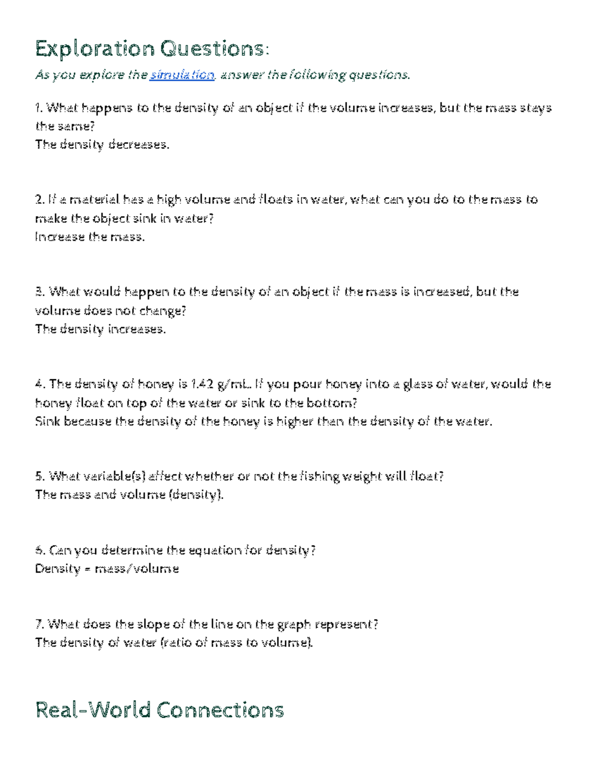 Gone Fishing Density Simulation Lab - Exploration Questions: As you ...