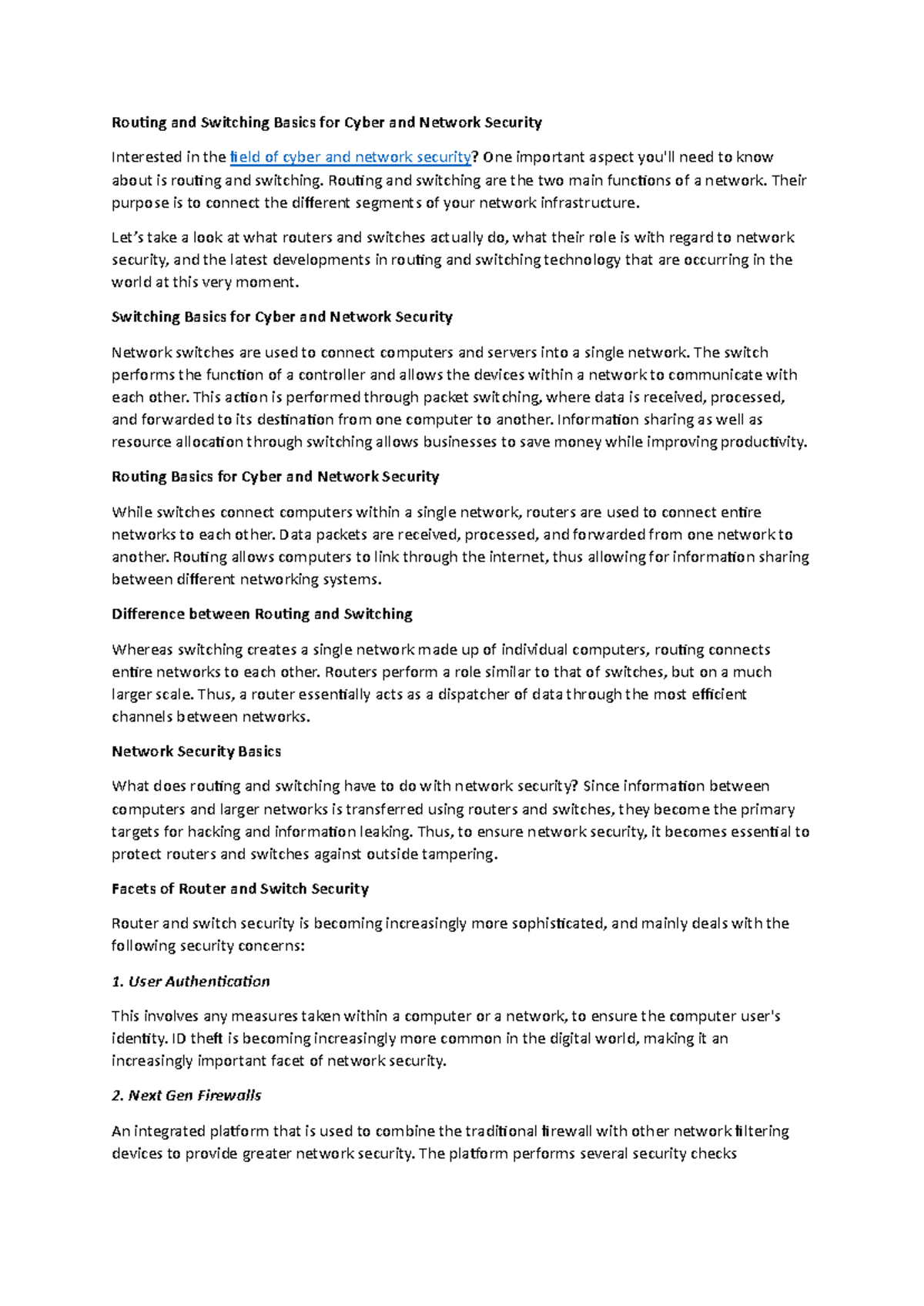 Routing And Switching Basics For Cyber And Network Security Routing And Switching Are The Two