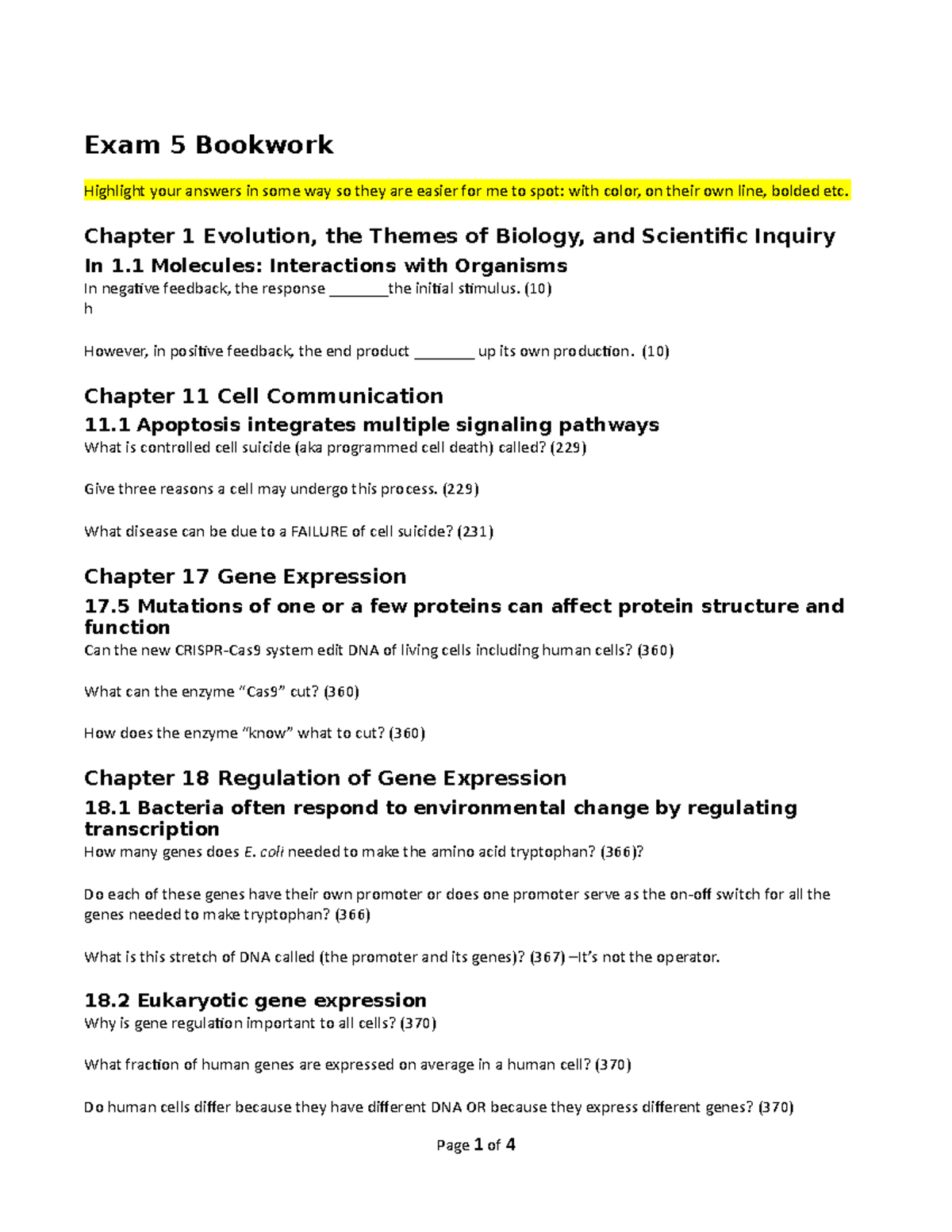 Exam 5 Bookwork Fall 2021 - BIOL 1110 - Nashville State - Studocu