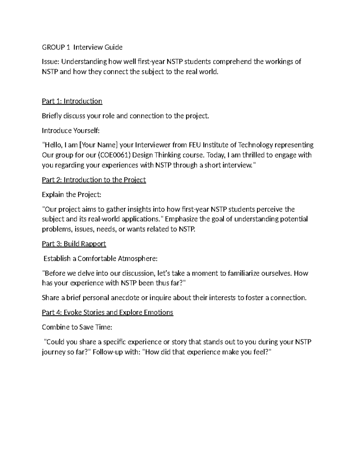 Group-1-Final-Final-Interview-Guide - GROUP 1 Interview Guide Issue ...