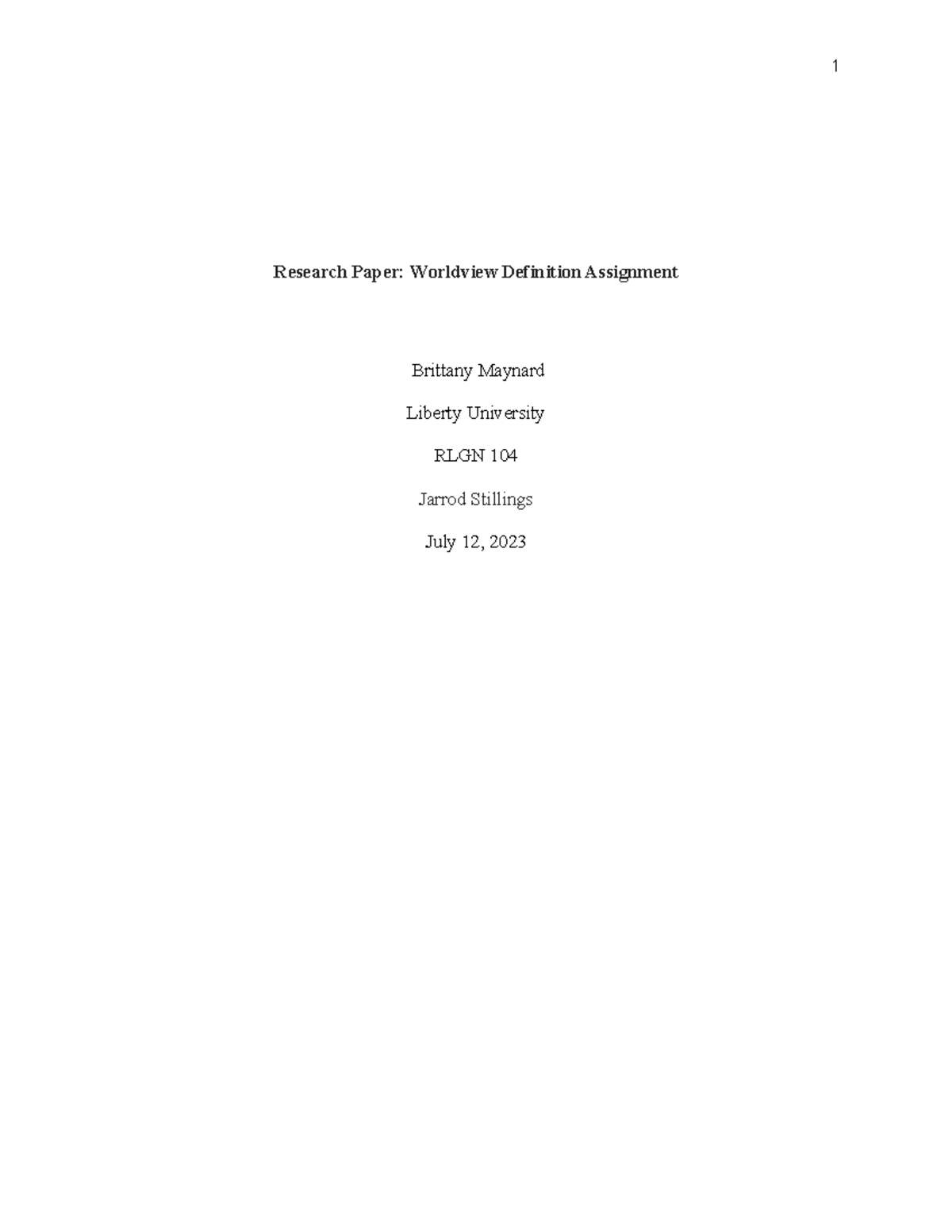 Worldview - RLGN 104 - LU - Studocu