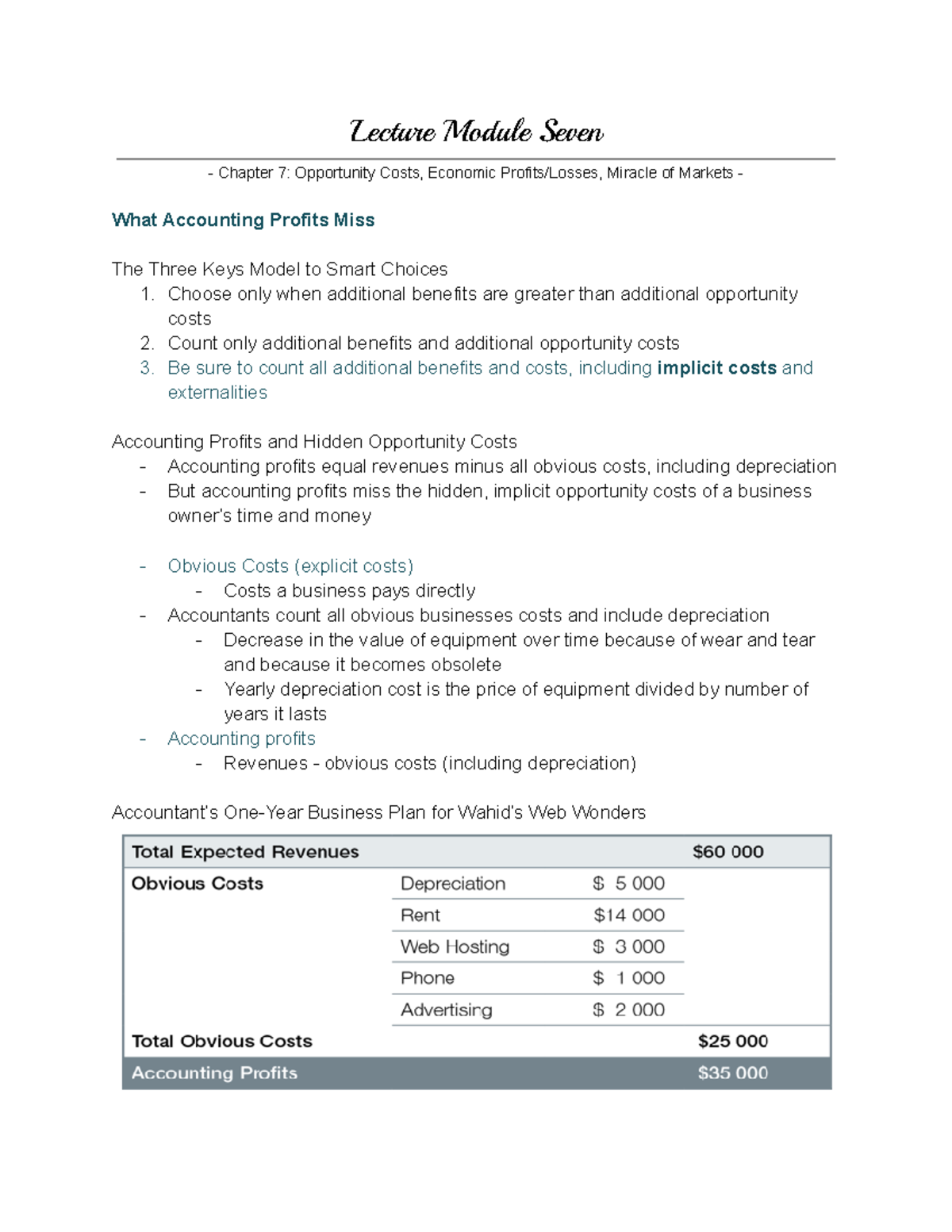 Chapter 7 Slideshow And Lecture Module Lecture Module Seven Chapter 7 Opportunity Costs