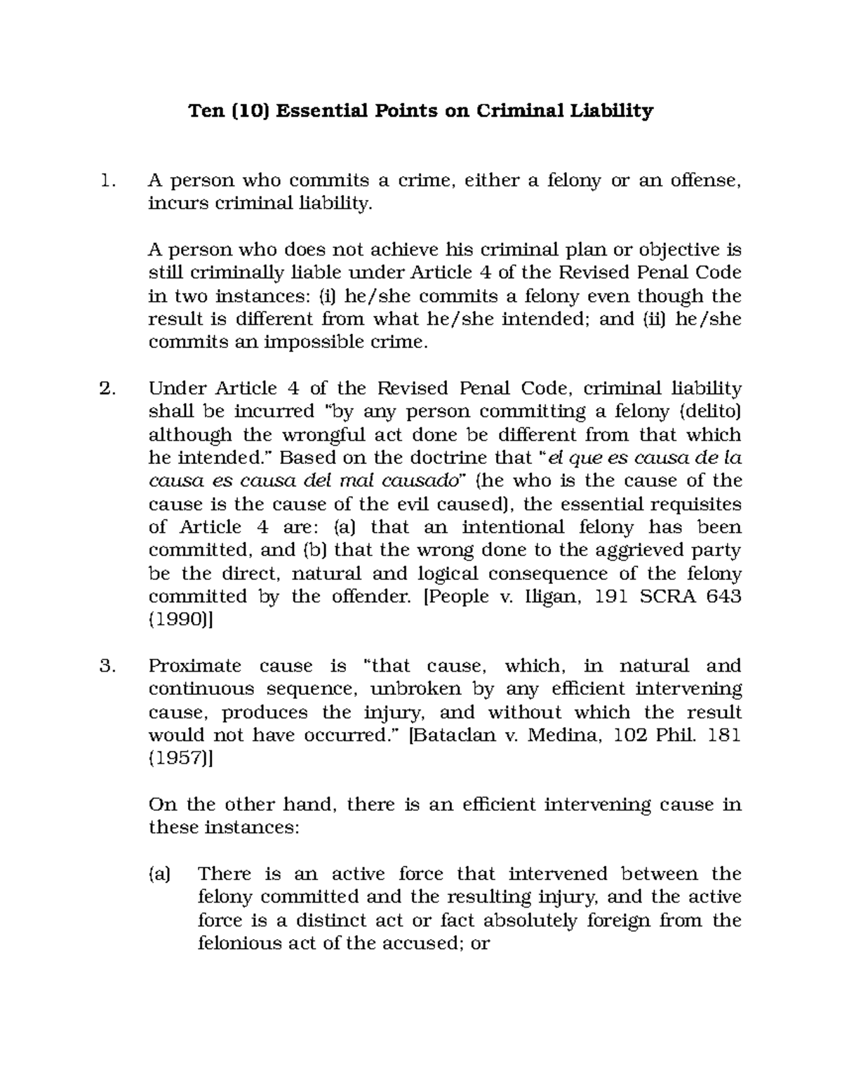 10 Essential Points on Criminal Liability - A person who does not ...