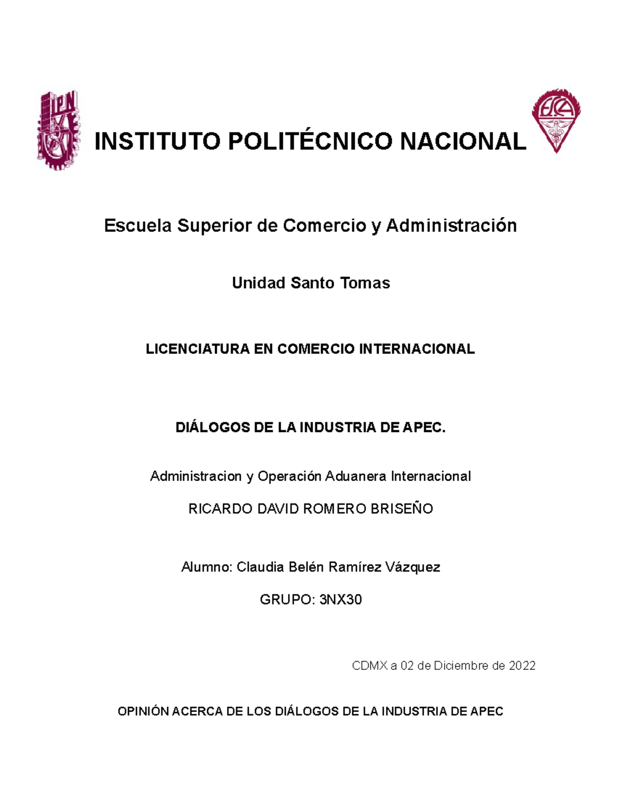 Dialogos de la Industria de APEC - INSTITUTO POLITÉCNICO NACIONAL ...