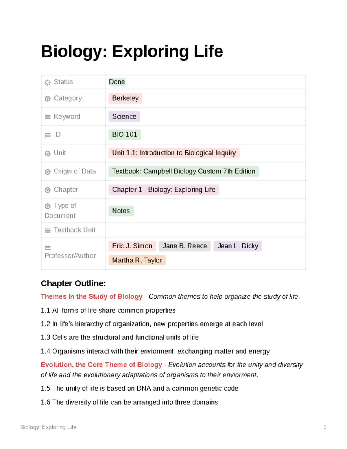 Biology: Exploring Life - Simon Jane B. Reece Jean L. Dicky Martha R ...