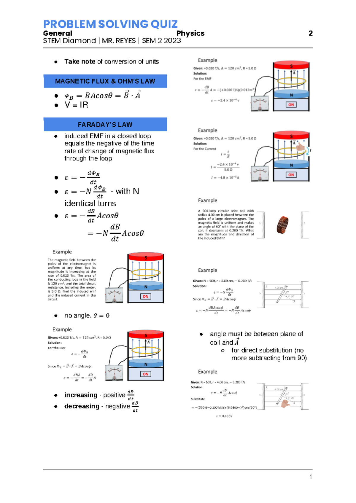 P6 QUIZ Reviewer 1 - enjoy - General Physics 2 STEM Diamond | MR. REYES ...
