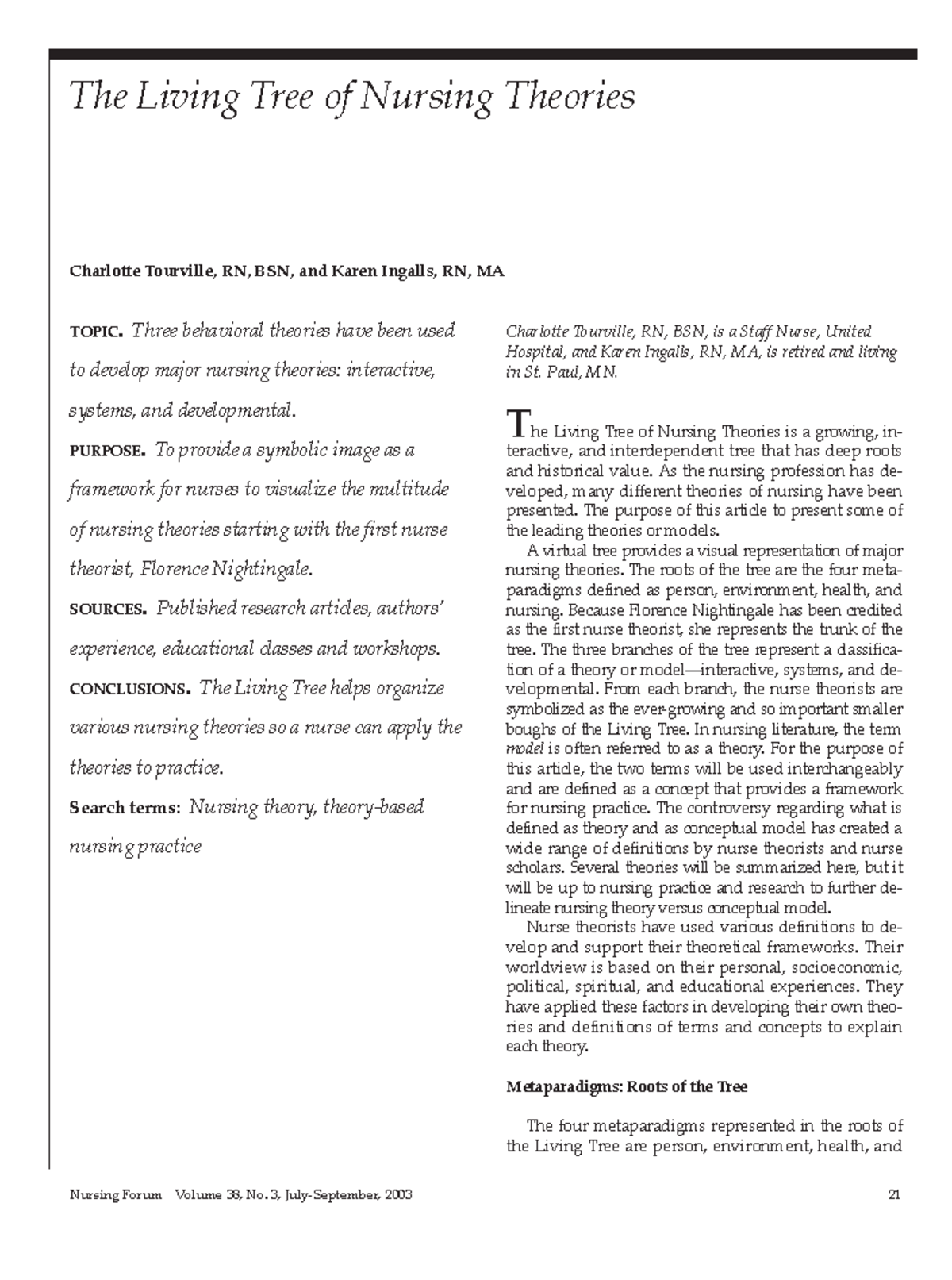 The-living-tree - The living tree - TOPIC. Three behavioral theories ...