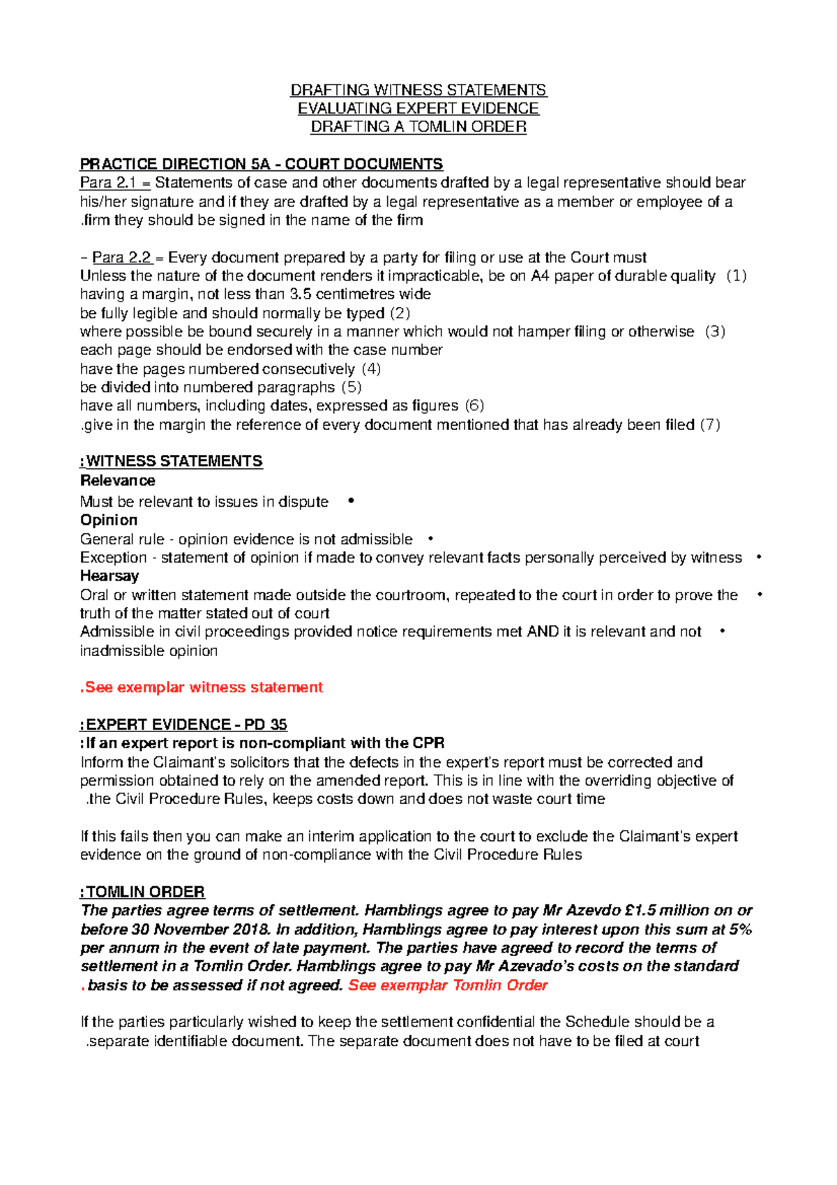 Dispute Resolution Drafting Witness Statements - DRAFTING WITNESS ...