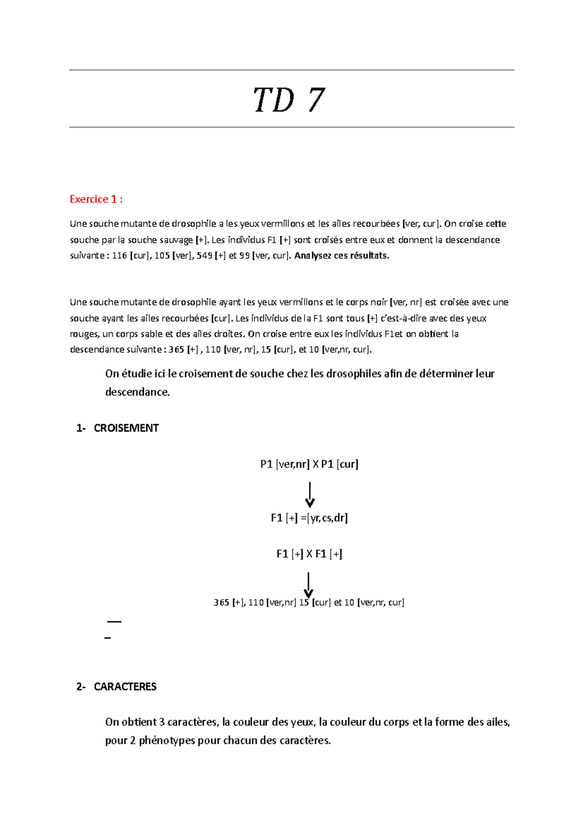 TD 7 - exercice1 td7 - TD 7 Exercice 1 : Une souche mutante de ...
