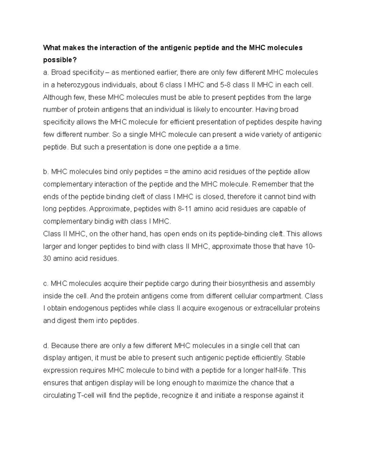 Major Histocompatibility Complex notes part 7 - What makes the ...