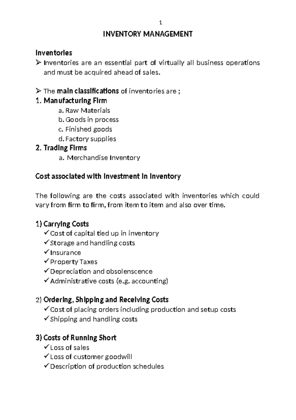 Inventory- Management - INVENTORY MANAGEMENT Inventories Inventories ...