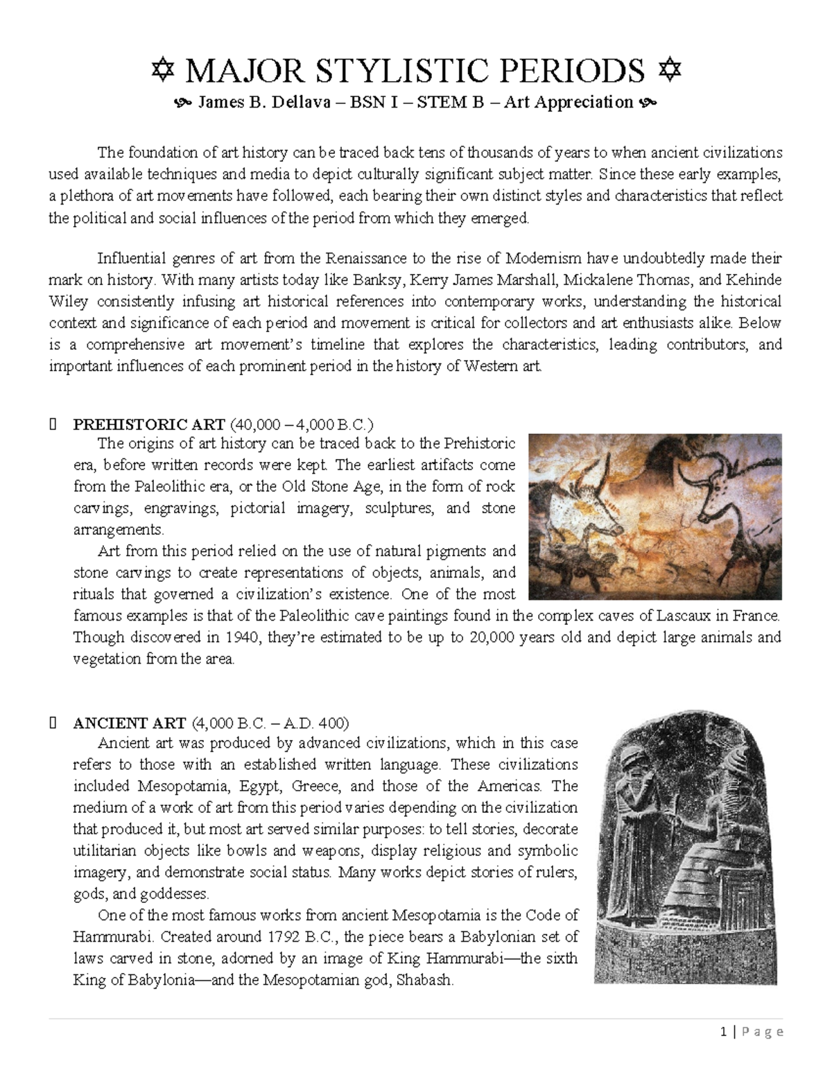 Scribd - notes - MAJOR STYLISTIC PERIODS James B. Dellava – BSN I ...