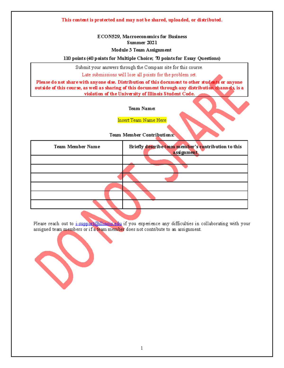 ECON529 SU2021 Module 3 Team Assignment - ECON529, Macroeconomics for Business Summer 2021 ...