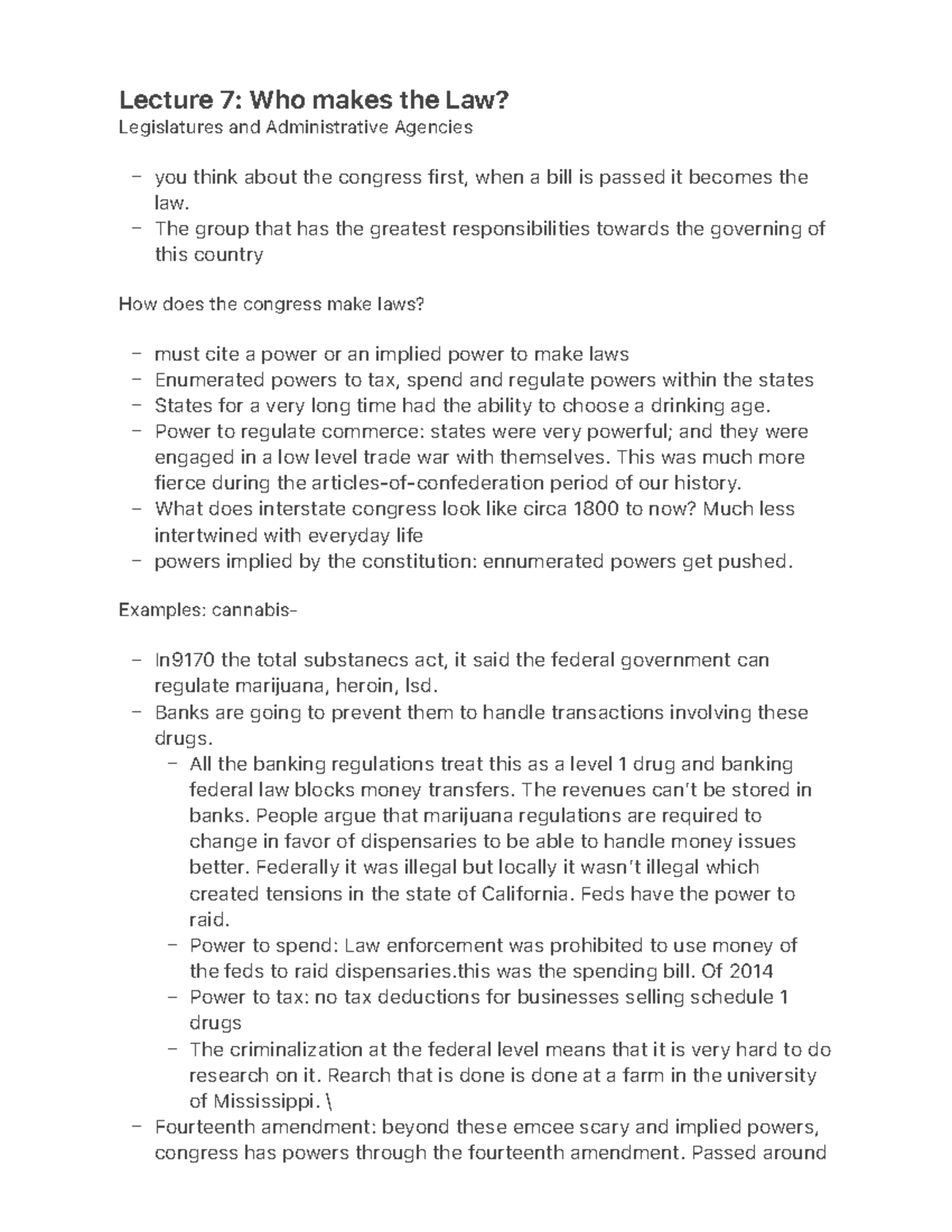 Lecture 7- Who makes the Law - – – – – – – – – – – – – – – Lecture 7 ...