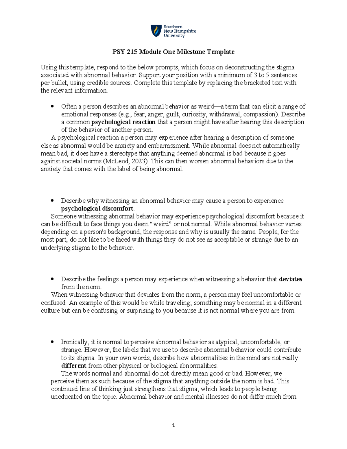 PSY 215 Module One Milestone - Support your position with a minimum of ...