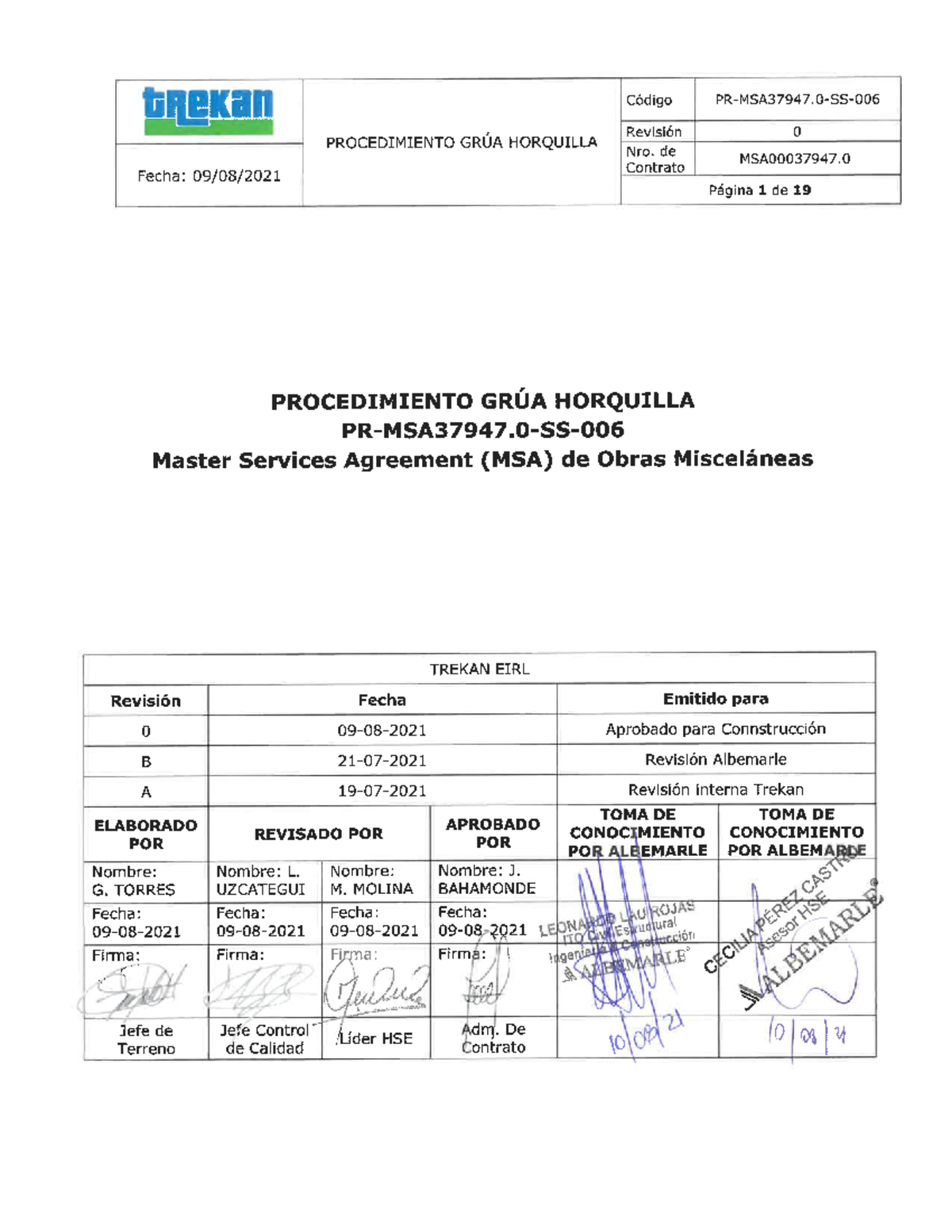 PR-MSA37947.0-SS-006 0 Grua Horquilla - Toma Conocimiento - PROCEDIMIENTO GRÚA HORQUILLA ...