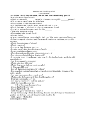 AP1 Bullets Final - review sheet for first test AP1 - Molloy AP 1 ...