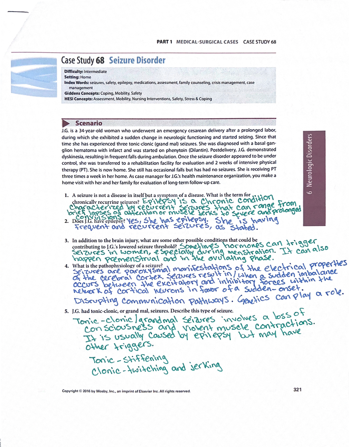 Case study 68 Seizure Disorder - NUR 1212C - Studocu