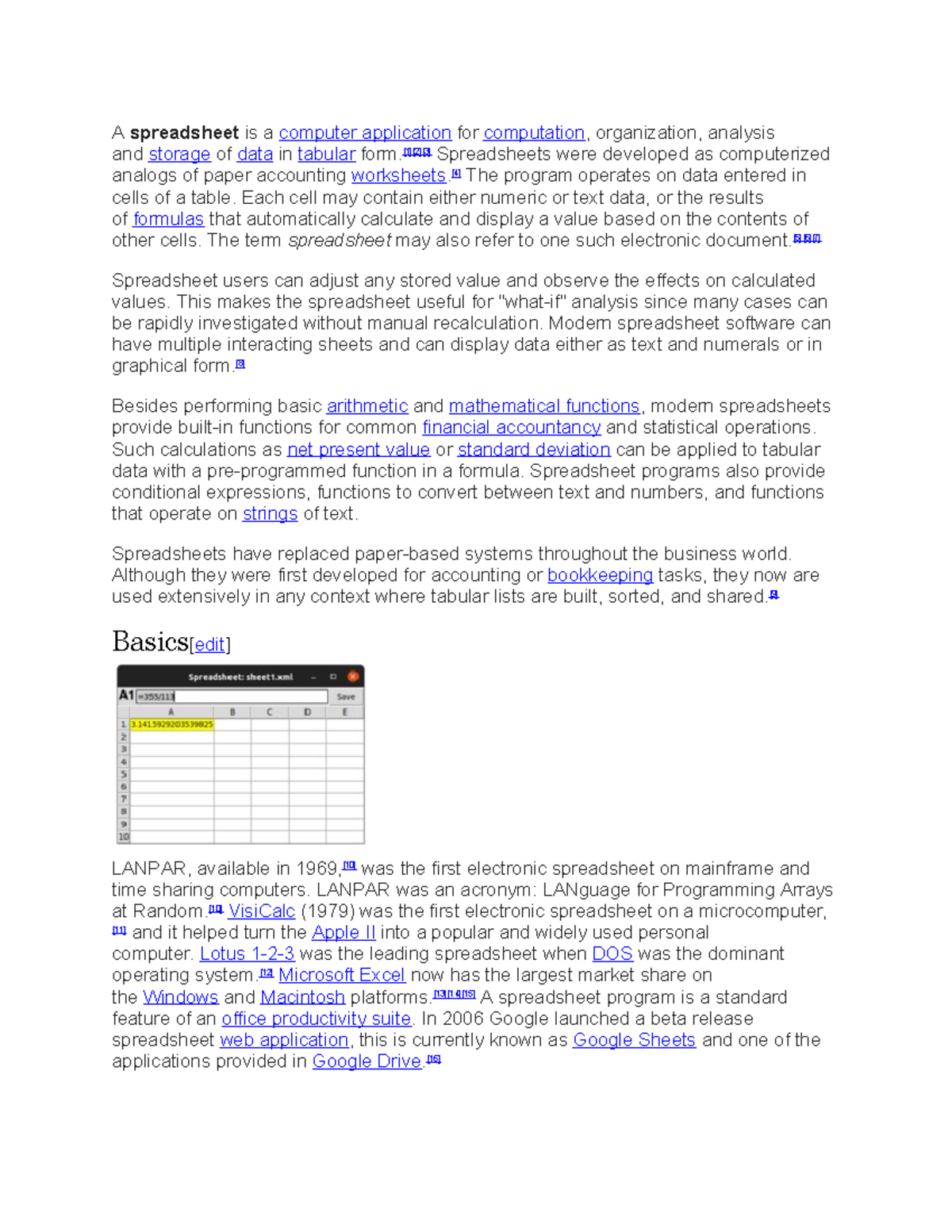 Electonic Spreadsheet - A spreadsheet is a computer application for ...