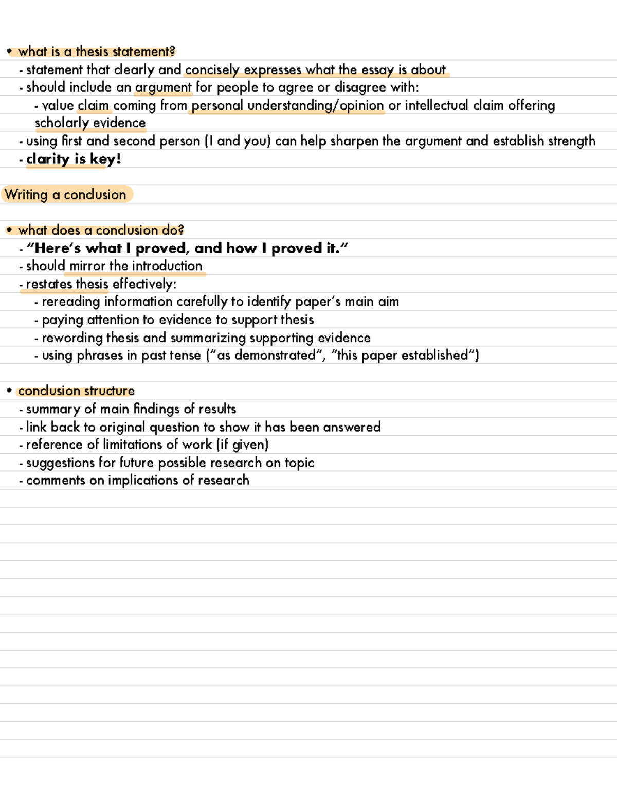 Writing a conclusion - WiSe - what is a thesis statement? statement ...