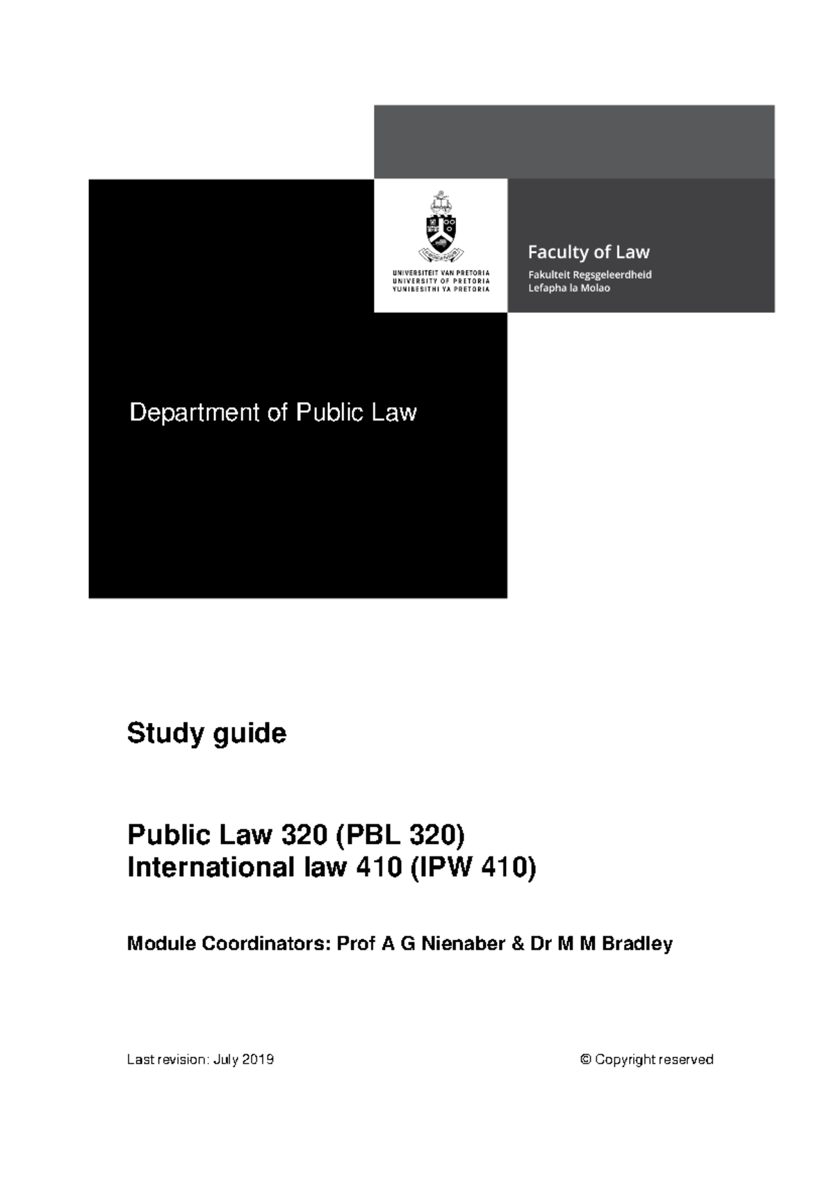 Study Guide 2019 for PBL 310 public law - Study guide Public Law 320 ...
