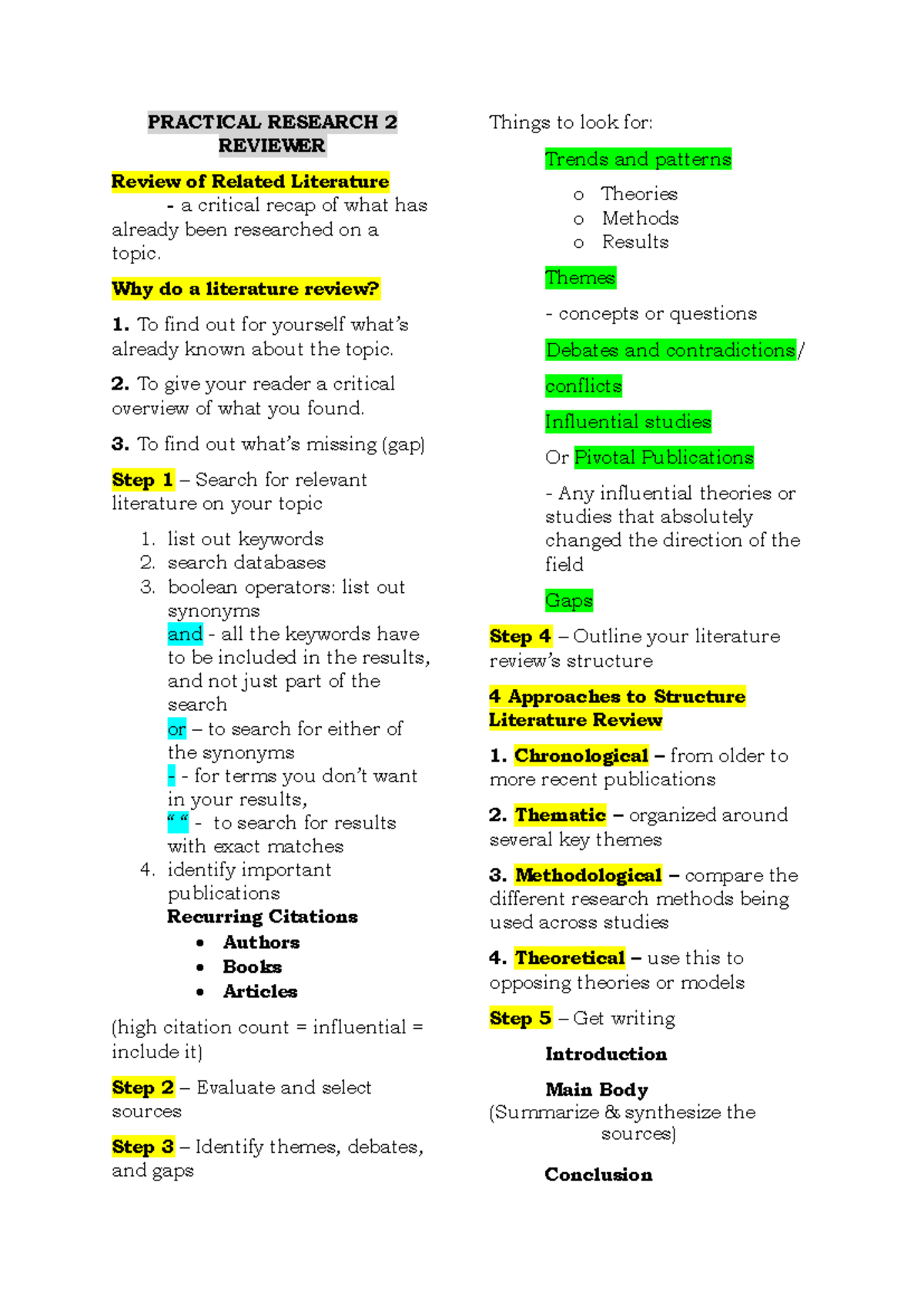 Practical Research 2 Reviewer - PRACTICAL RESEARCH 2 REVIEWER Review of ...