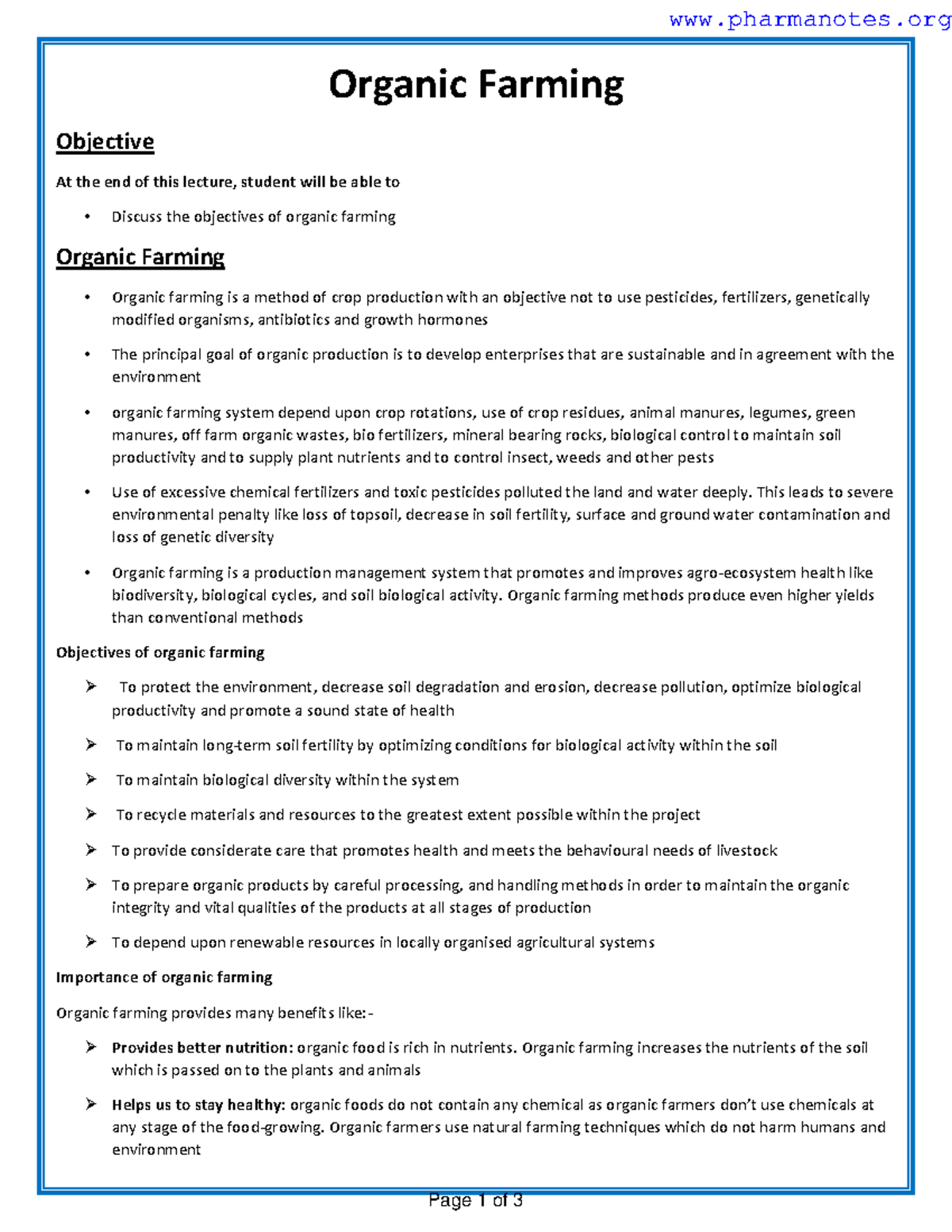 Organic farming - Organic Farming Objective At the end of this lecture ...