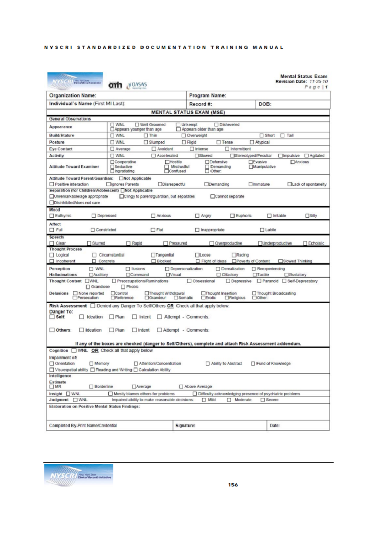 Mental Status Exam - Cognition WNL OR Check all that apply below ...