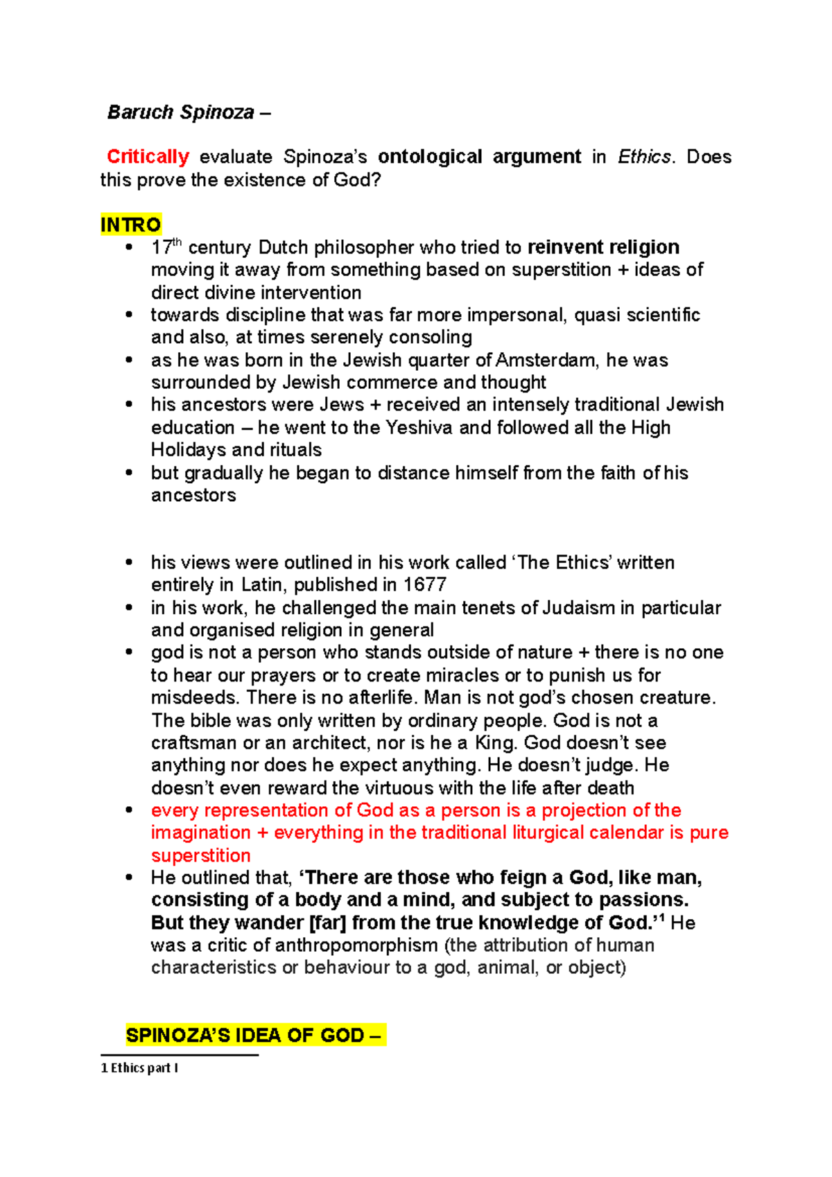 Baruch Spinoza - Does this prove the existence of God? INTRO 17 th ...