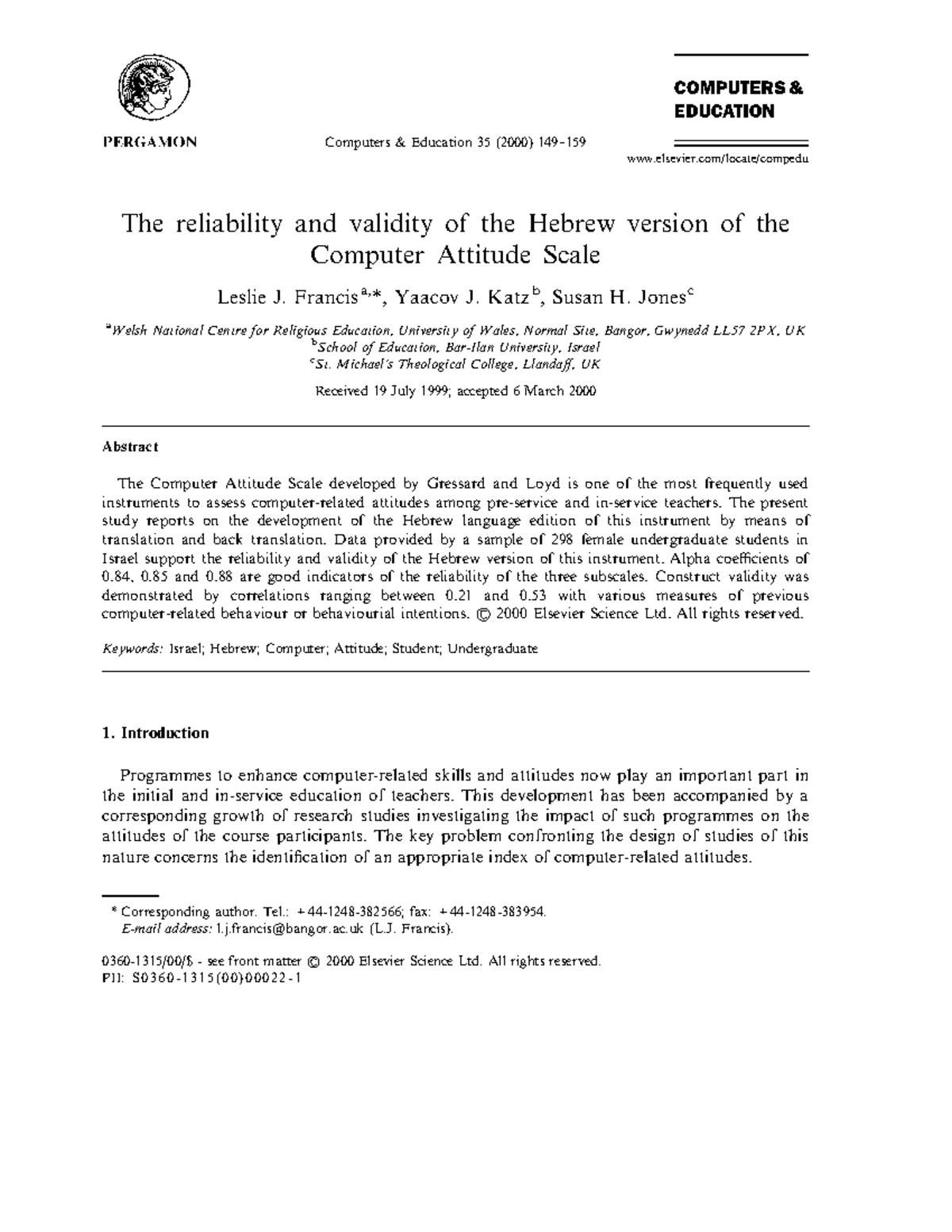 1-s2 - The reliability and validity of the Hebrew version of the ...