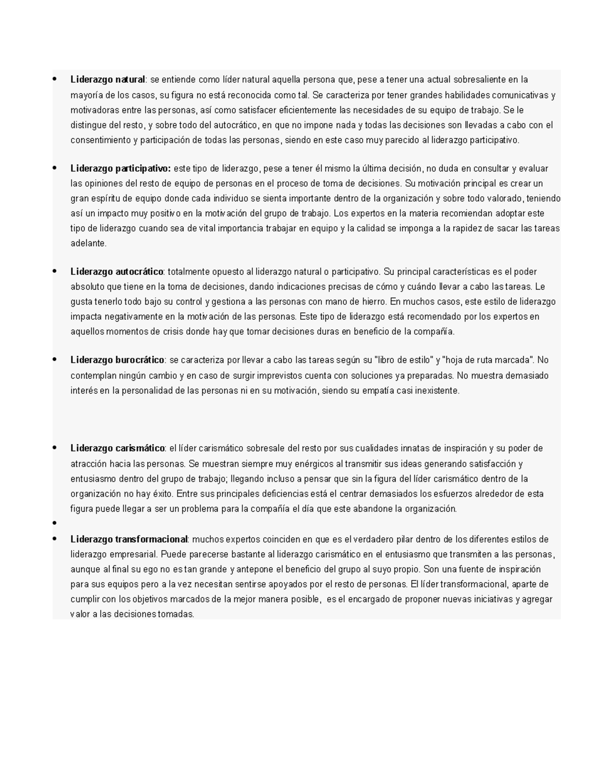 Estilos de liderazgo - Clases y descripción - Liderazgo natural: se ...