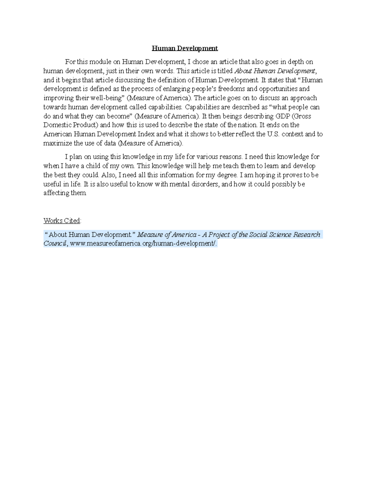 PSY1012 Portfolio Entry 8 - Human Development For this module on Human ...