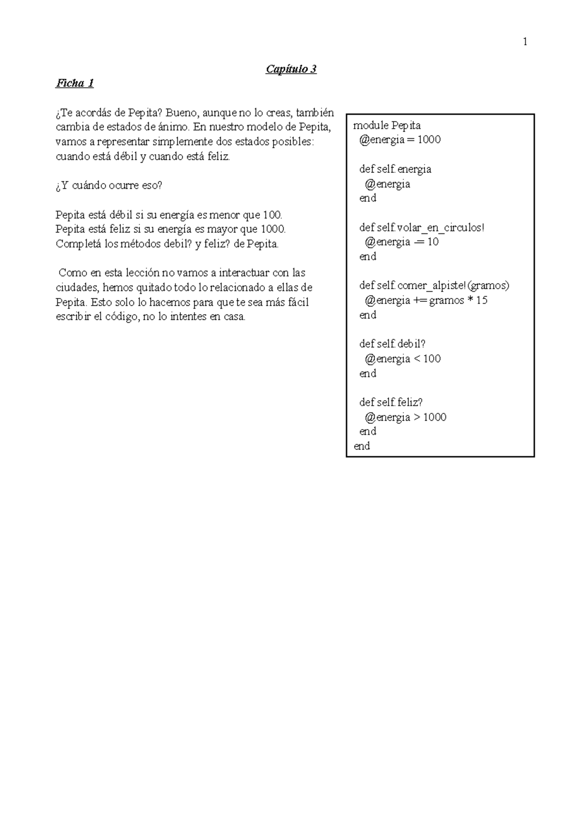 Ruby - Capítulo 3 - repaso general - 1 Capítulo 3 Ficha 1 ¿Te acordás ...