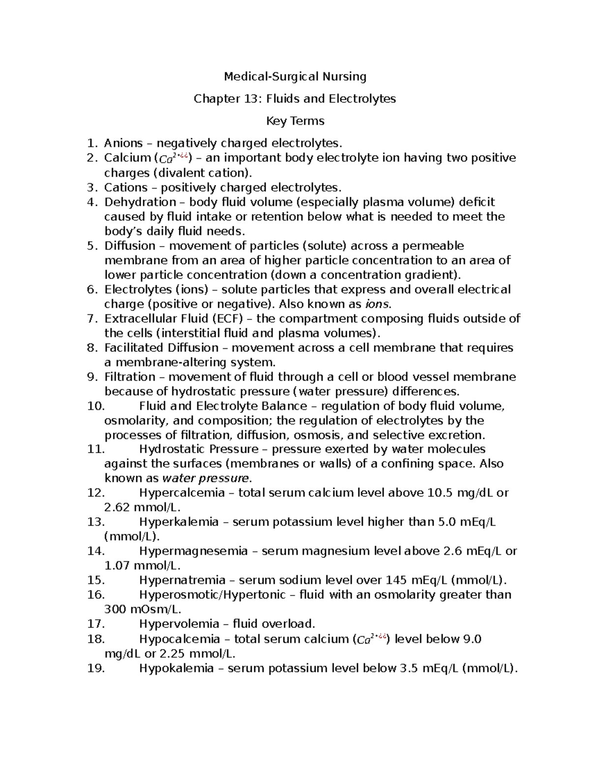 Med Surg Chapeter 13Key Terms - Medical-Surgical Nursing Chapter 13 ...
