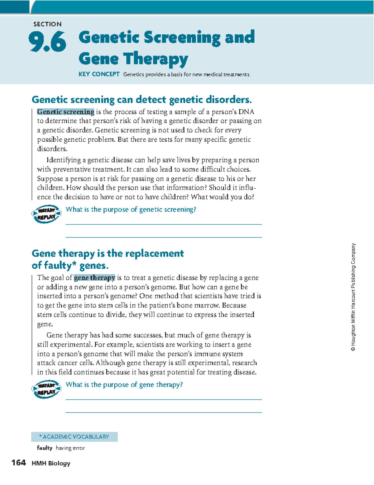 bio work pages 9.6 - © Houghton Mifflin Harcourt Publishing Company ...